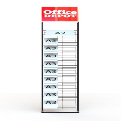 China KD Construction A3 Papers Black Metal Display Rack With Wire Shelves for sale