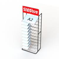 China KD Construction A3 Papers Black Metal Display Rack With Wire Shelves for sale