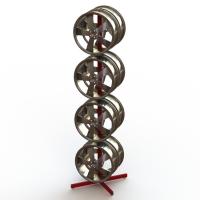 China 2 Sided Red Metal Floor Auto Parts Display Racks Knocked Down Base for sale