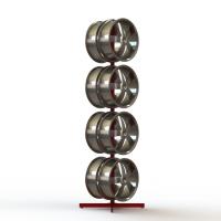 China 2 Sided Red Metal Floor Auto Parts Display Racks Knocked Down Base for sale