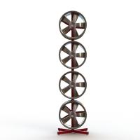 China 2 Sided Red Metal Floor Auto Parts Display Racks Knocked Down Base for sale