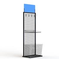 China Double Sides Hooks Metal Wire Display Racks With Shelves KD Construction for sale