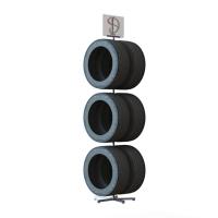 China Automobile Cover Tyre 6 Rubber Tires Metal Display Rack Kd Base for sale
