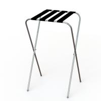 China Chrome Foldable Hotel Display Stand With 4 Black Nylon Webbing for sale