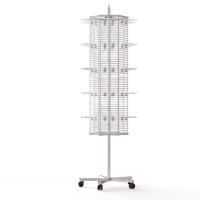 China 60 Hooks Gridwall Metal Floor Display Stands 6 Sides Grid Panel Spinner for sale