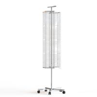 China 60 Hooks Gridwall Metal Floor Display Stands 6 Sides Grid Panel Spinner for sale
