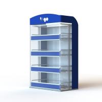 China 4 Layers Metal Table Top Display Stands With Back Open Door for sale
