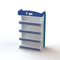 China 4 Layers Metal Table Top Display Stands With Back Open Door for sale