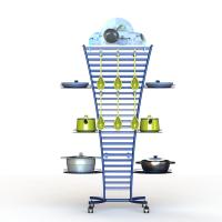 China Custom Pans Metal Floor Display Stands Wire Metal Shelves And Wire Pegs for sale
