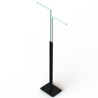 China 2 Arms Chrome Metal Clothing Display Rack With Metal Square Base for sale