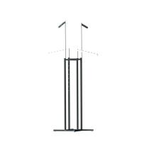 China Chrome 4 Way Black Metal Clothing Display Rack With Sloped Tube for sale