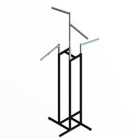 China Chrome 4 Way Black Metal Clothing Display Rack With Sloped Tube for sale