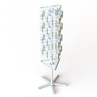 China 3 Sides Wire Grid Spinner Display Floor Stand With Triangle Shaped Grid Panel for sale
