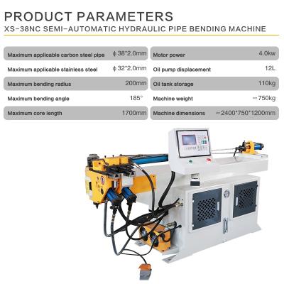 China Oval Pipe Machine Circle Zhangjiagang Portable Push 5 Axis for Steel Pipes Hydraulic Stainless Wg-38 Bending for sale