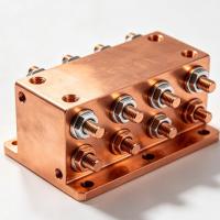 China CNC Machined C11000 ETP Copper Power Distribution Block 600A Tin Plated Connection Faces for sale