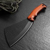 China Black Coated Wooden Handle Machete Outdoor With Sheath 14.8cm for sale