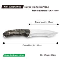 China 300mm Camping Hunting Knife 0.16in Fixed Blade Knife With Leather Sheath for sale