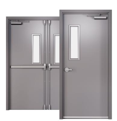 China Zowor Fireproof Metal Door Modern Design Stainless Steel Kick Plate Push Bar Total Project Solution High-Traffic Areas Airport for sale