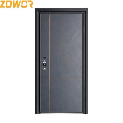 China Safety Metal Entry Door with Zinc Alloy Plate and Smart Lock for sale