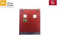 China FD90 Steel Insulated Fire Door with Vision Panel - 1.5 Hour Fire Rating, 55mm Thickness, Walnut Grain Finish for sale