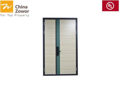 China Unequal Double Leaf 90 Minute Fire Rated Door with 120mm Frame Depth and 30kg/m² Weight - Milky White Powder Coated Finish for sale