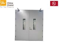 China White Grey 2100 X 2400 mm Steel Fire Safety Door With Glass 2 Hours Fire Rating 55 mm Thick for sale
