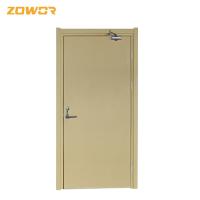 China 45mm Unequal Leaf Fire Safety Door Galvanized Steel Frosted Orange Color for sale