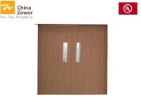 China Rosewood Grain Finish Wooden Fire Doors Unequal Leaf With Vision Panel for sale