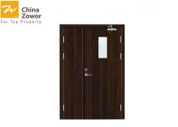 China Steel Insulated Fire Door With Vision Panel /Walnut Wood Grain Finish/ Customized Color for sale