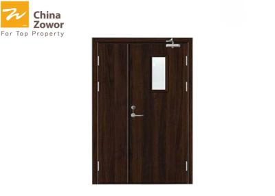 China Steel Insulated Fire Door With Vision Panel /Walnut Wood Grain Finish/ Customized Color for sale