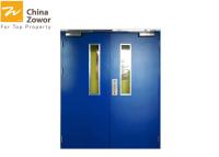 China BS/ UL Approved Blue Color Insulated Fire Door With Vision Panel For Commercial Buildings for sale