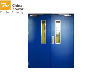 China BS/ UL Approved Blue Color Insulated Fire Door With Vision Panel For Commercial Buildings for sale
