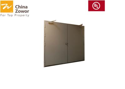 China Gray Color Double Swing Fireproof Steel Door With Vision Panel For Commercial Building for sale