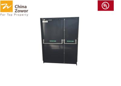 China Red Color Double Leaf Swing Fireproof Steel Door Fire Safety Door With Vision Panel / Panic Bar for sale