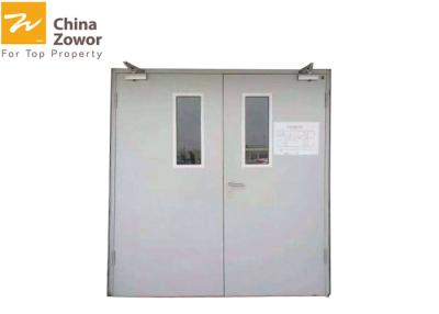 China Double Swing Powder Coating Steel Insulated Commercial Fire Rated Door With Vision Panel for sale