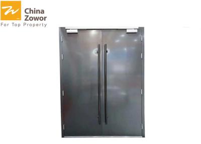 China Custom Gray Fireproof Anti-Theft Entry Door 1200x2100mm with 1.5 Hour Fire Rating and 6 Fire Hinges for sale
