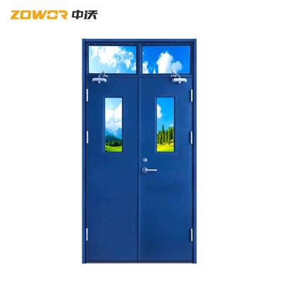 China 1.0 Hour Fire Rated Garage Entry Door with 8 Fire Hinges - 1800x2100mm Double Leaf Steel Construction for sale
