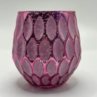 China Silver-Plated Frosted Glass Candle Holder Soft Pink Anti-Tarnish for Elegant Decor for sale