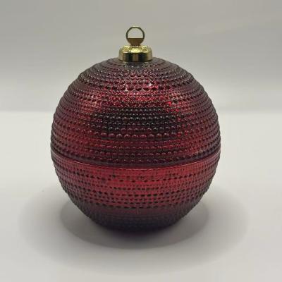 China Embossed Decorative Glass Storage Jar Candle Holder Dual Use Customized Size for sale