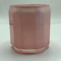 China Pink Silver Geometric Glass Vase Faceted Art Deco Polygon Shape for Modern Decor for sale