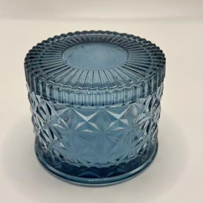 China Handmade Sprayed Color Glass Storage Jar Airtight Bamboo Lid for Kitchen Storage for sale