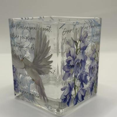 China Lead Free Glass Cube Vase Candle Holder 10x10x12cm 4mm Thick For Modern Home Decor for sale
