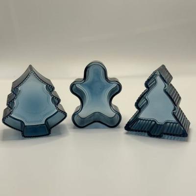 China Festive Hues Glass Candle Holder Set Star Tree Shape for Holiday Table Decor for sale