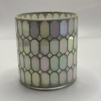 China Handmade Glass Mosaic Vase Candle Holder Vibrant Color Palette for Boho Home Decor for sale