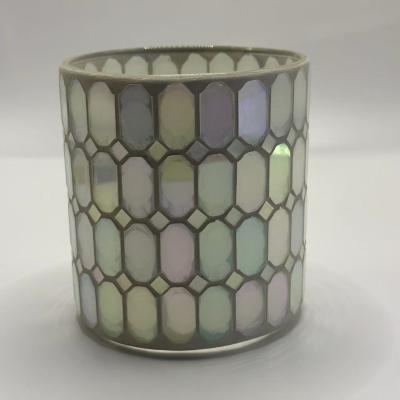 China Handmade Glass Mosaic Vase Candle Holder Vibrant Color Palette for Boho Home Decor for sale