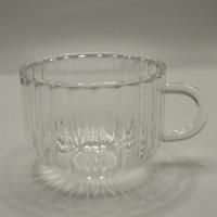 China Stripe Design Borosilicate Glass Water Cup 400ml Microwave Safe for Daily Use for sale