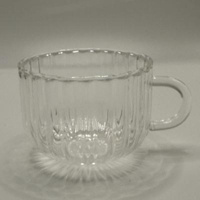 China Stripe Design Borosilicate Glass Water Cup 400ml Microwave Safe for Daily Use for sale