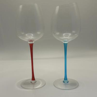 China Sprayed Color Stem Wine Glass Lead-Free Crystal Dishwasher Safe for Modern Dining for sale