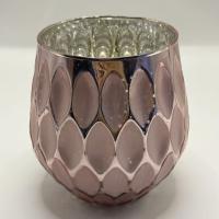 China Silver Plated Frosted Pink Coloured Glass Vase Matte Anti Tarnish Finish Elegant Decor for sale