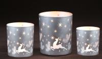 China Festive Silver Deer Glass Candle Holder Christmas Design for Holiday Home Decor for sale